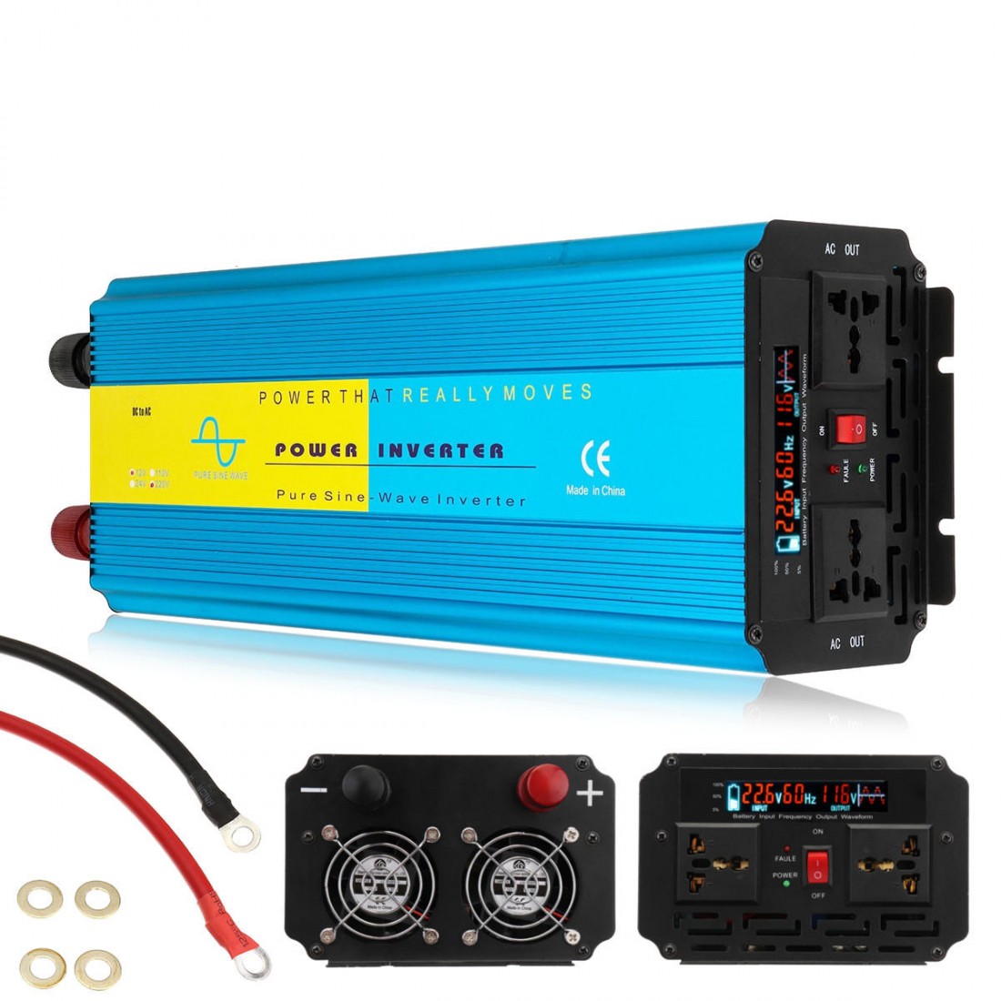 5000W Peak Pure Sine Wave Inverter Car Motor Homes Caravan Solar System ...